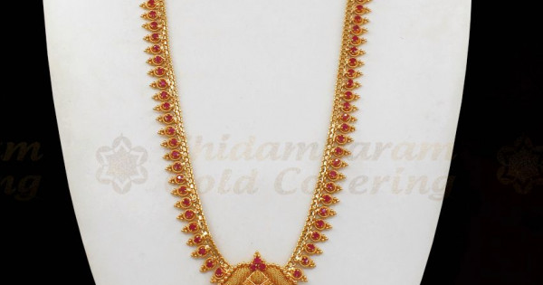 Full Ruby Design One Gram Gold Haram For Bridal Wear HR1905