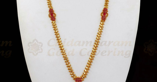 Latest Ruby Stone Gold Haram From Chidambaram Gold Covering HR1906