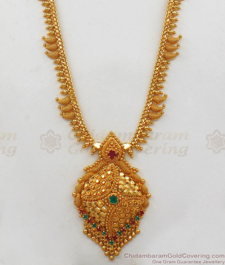 Kasu Malai, Ruby Stone Gold Plated Aaram, American Diamond Aaram ...