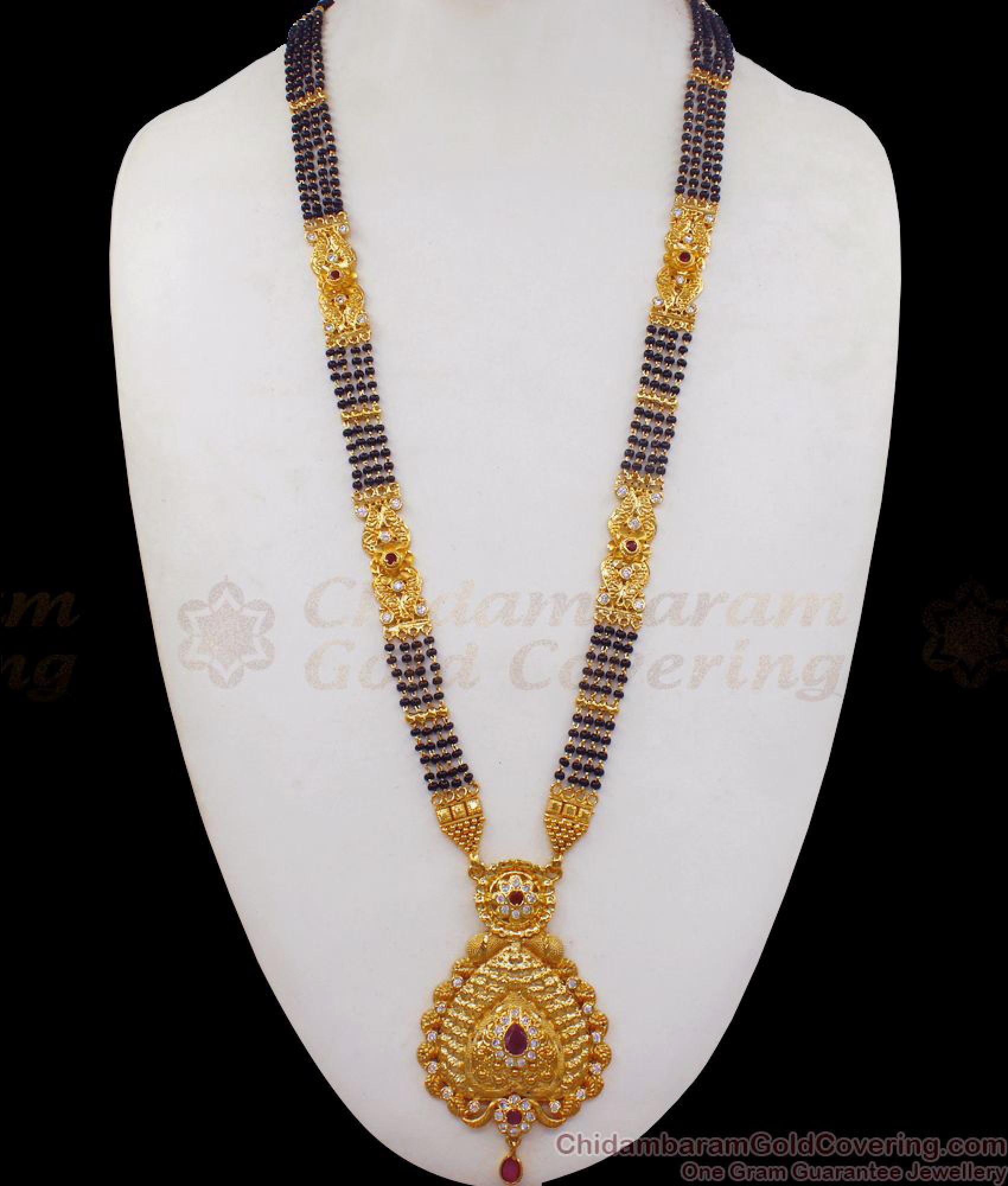 Four Line Forming Gold Mangalsutra Long Thali Chain HR1916