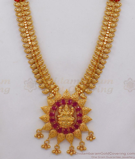 Kasu Malai, Ruby Stone Gold Plated Aaram, American Diamond Aaram ...