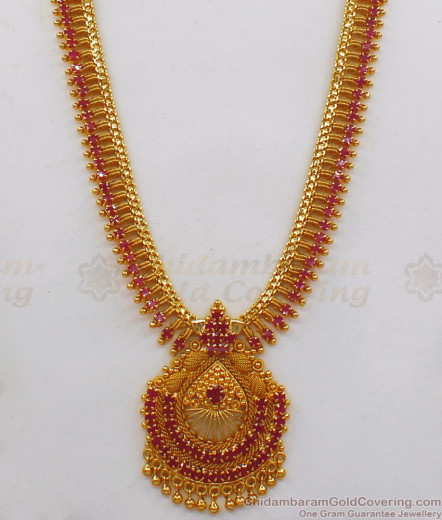 Kasu Malai, Ruby Stone Gold Plated Aaram, American Diamond Aaram ...