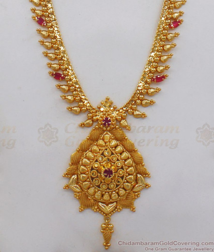Kasu Malai, Ruby Stone Gold Plated Aaram, American Diamond Aaram ...