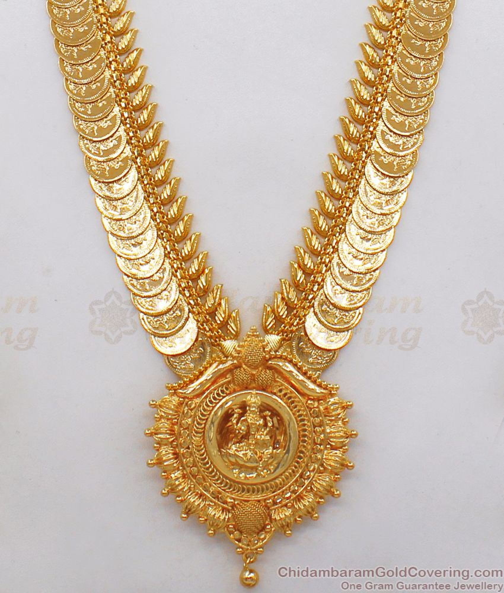 One Gram Gold Lakshmi Kasu Malai Haram Design Gold Plated Jewelry HR1983 one-gram-gold-lakshmi-kasu-malai-haram-design-gold-plated-jewelry-hr1983