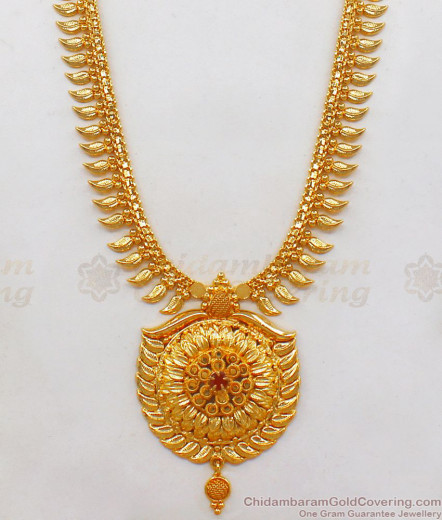 Kasu Malai, Ruby Stone Gold Plated Aaram, American Diamond Aaram ...
