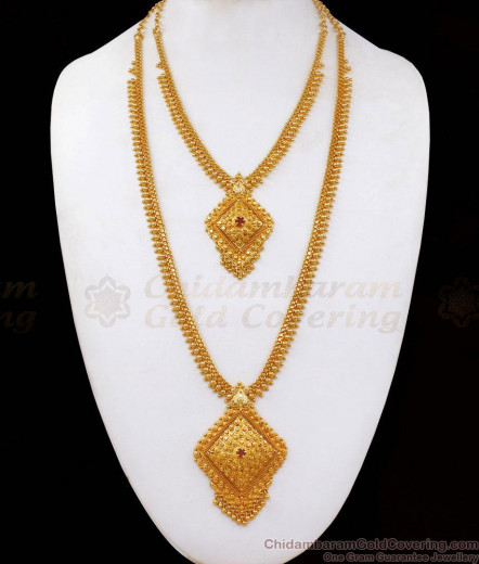 Kasu Malai, Ruby Stone Gold Plated Aaram, American Diamond Aaram ...