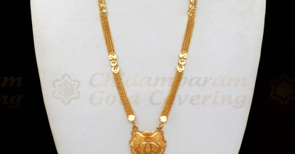 Plain Gold Mangalsutra Heart Design Haram Shop Online HR2047