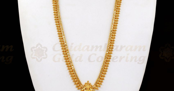 Ruby Emerald Stone Net Pattern Long Gold Haram Designs HR2069