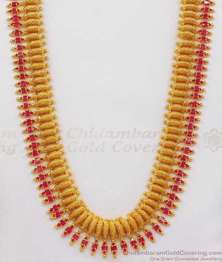 Kasu Malai, Ruby Stone Gold Plated Aaram, American Diamond Aaram ...