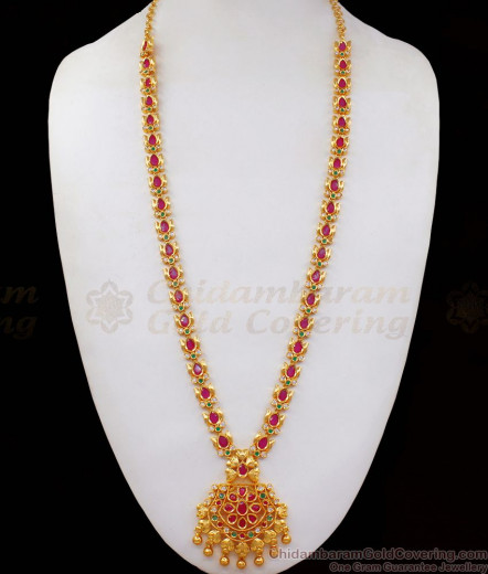 Kasu Malai, Ruby Stone Gold Plated Aaram, American Diamond Aaram ...