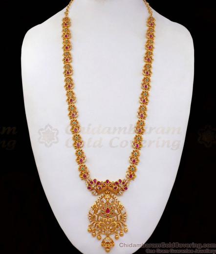 Kasu Malai, Ruby Stone Gold Plated Aaram, American Diamond Aaram ...