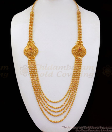Kasu Malai, Ruby Stone Gold Plated Aaram, American Diamond Aaram ...