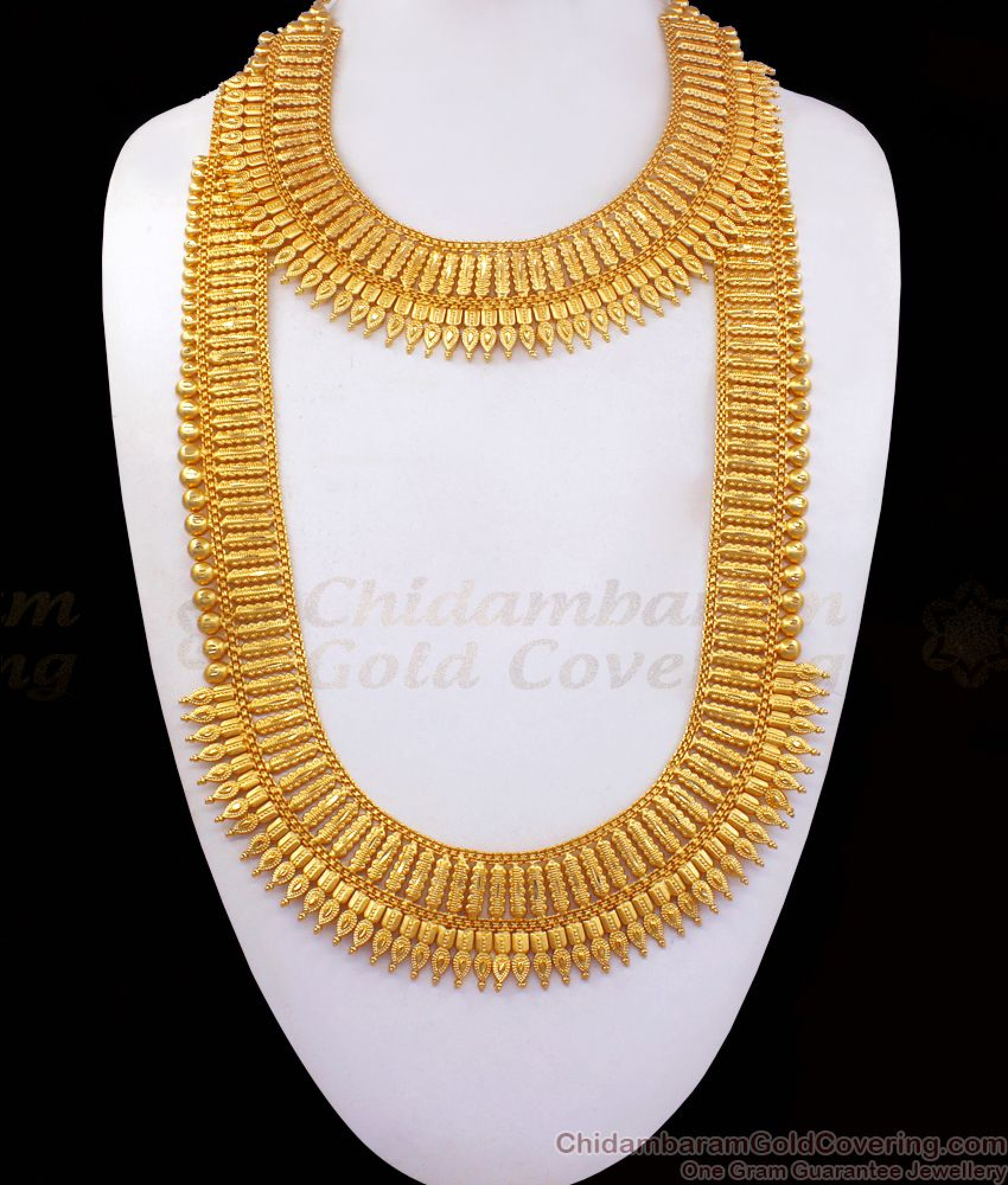 Grand Kerala Bridal Wear Forming Haram Necklace Combo HR2191