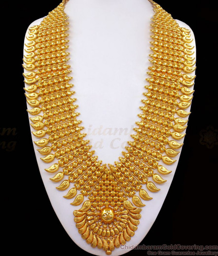 Long Traditional Kerala Leaf Pattern Gold Imitation Haram Collection ...