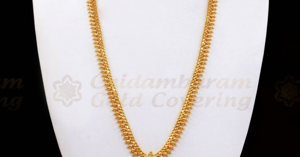 Green Emerald Stone One Gram Gold Beaded Haram HR2214