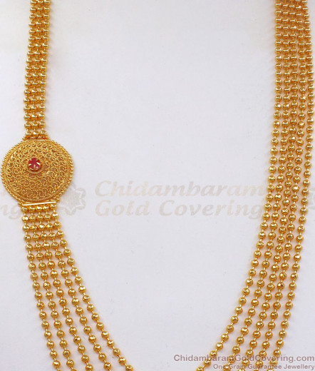 Kasu Malai, Ruby Stone Gold Plated Aaram, American Diamond Aaram ...
