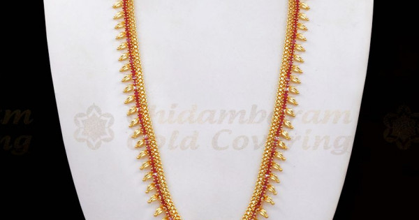 Elegant One Gram Gold Haram Floral Full Ruby Heart Design HR2254