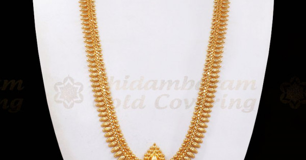 Kerala Gold Plated Haaram Floral Design Ruby Stone HR2266