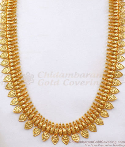 Long Traditional Kerala Leaf Pattern Gold Imitation Haram Collection ...