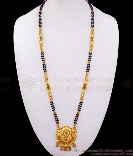 30 Inch Long Chain Mangalsutra Forming Gold Nalla Pusalu Mala Online HR2161