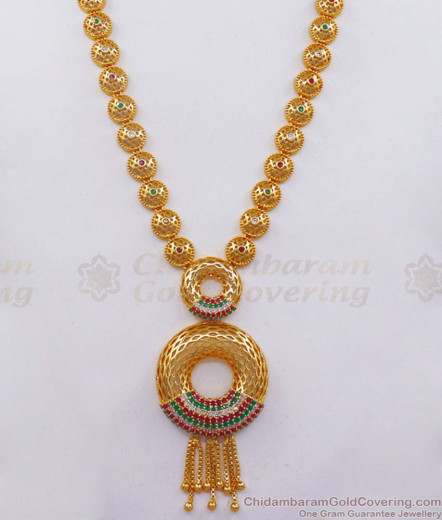Kasu Malai, Ruby Stone Gold Plated Aaram, American Diamond Aaram ...