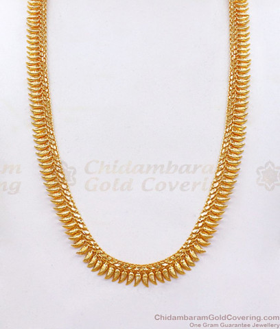 Long Traditional Kerala Leaf Pattern Gold Imitation Haram Collection ...