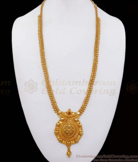Kasu Malai, Ruby Stone Gold Plated Aaram, American Diamond Aaram ...