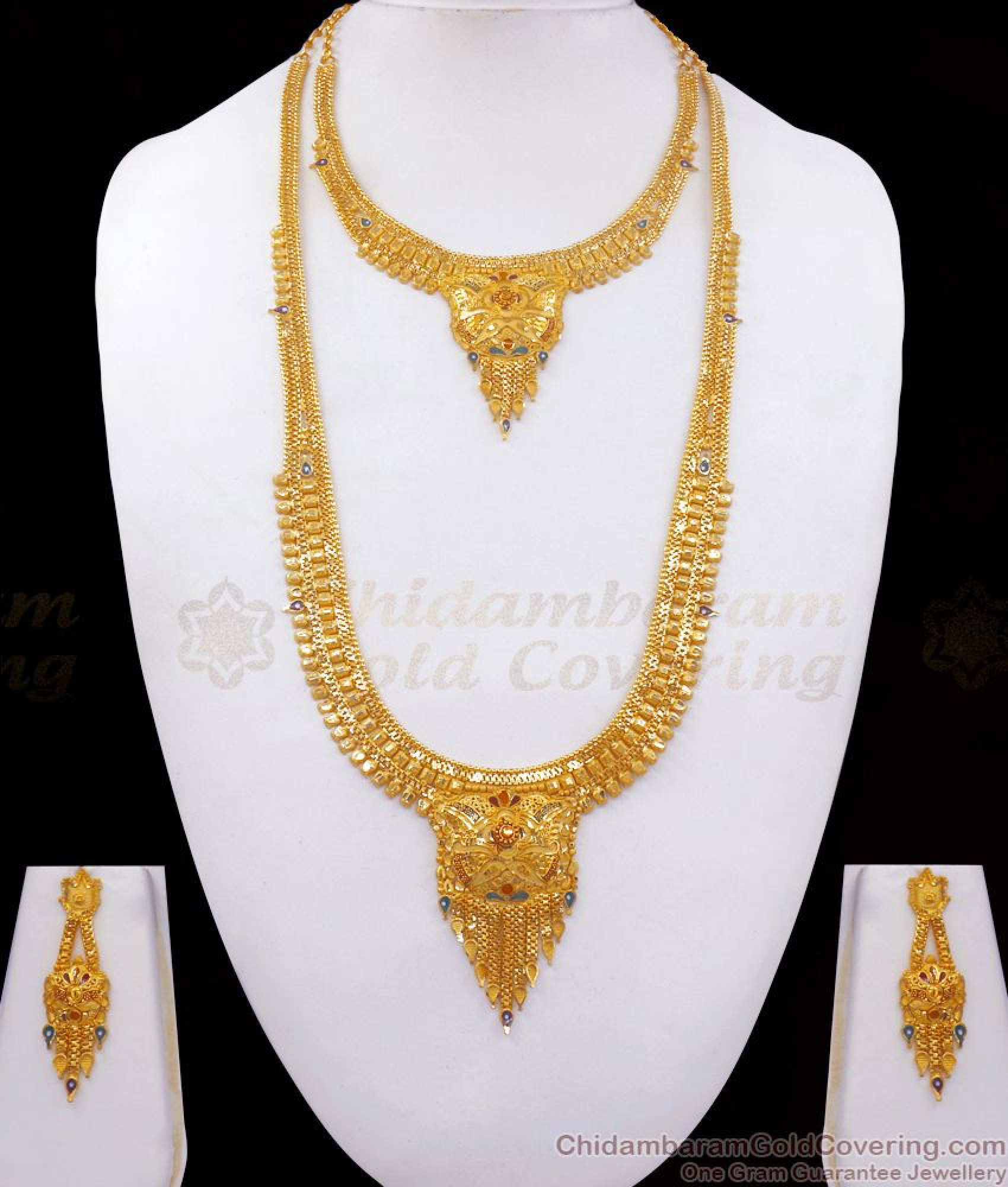 Buy Online Gold Plated Haram Necklace And Earring Combo Design HR2324
