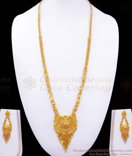Karnataka Traditional Gold Forming Pavala Stone Long Necklace Combo Set ...