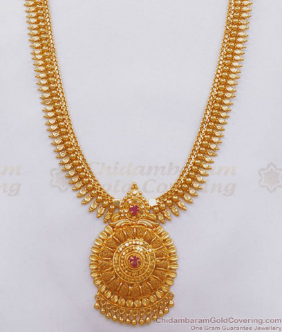 Traditional White Stone Gold Plated Haram For Marriage HR2004