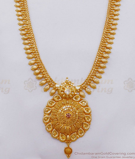 Kasu Malai, Ruby Stone Gold Plated Aaram, American Diamond Aaram ...