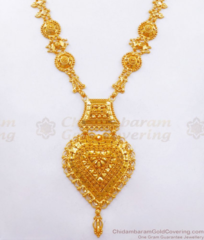 Karnataka Traditional Gold Forming Pavala Stone Long Necklace Combo Set ...