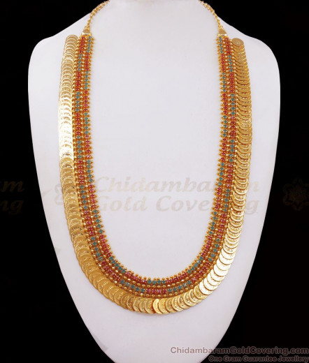 Kasu Malai, Ruby Stone Gold Plated Aaram, American Diamond Aaram ...