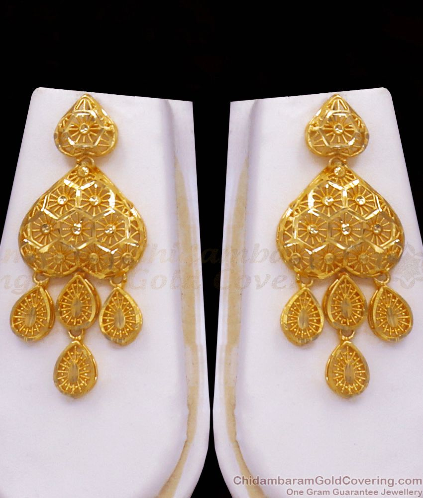 Gorgeous 2 Gram Gold Haaram Heart Shaped Design Earring Combo Set HR2446