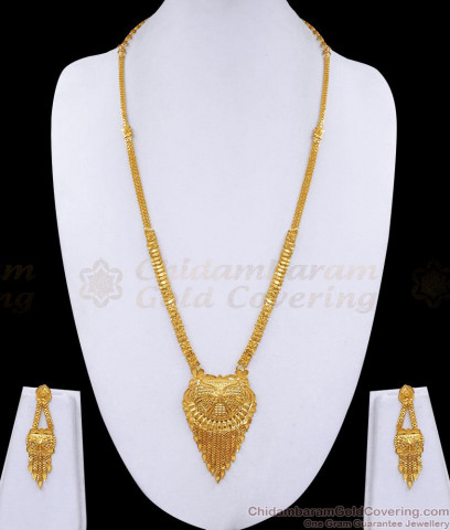 2 Gm Long Gold Haram Necklace Combo Set For Marriage HR2916