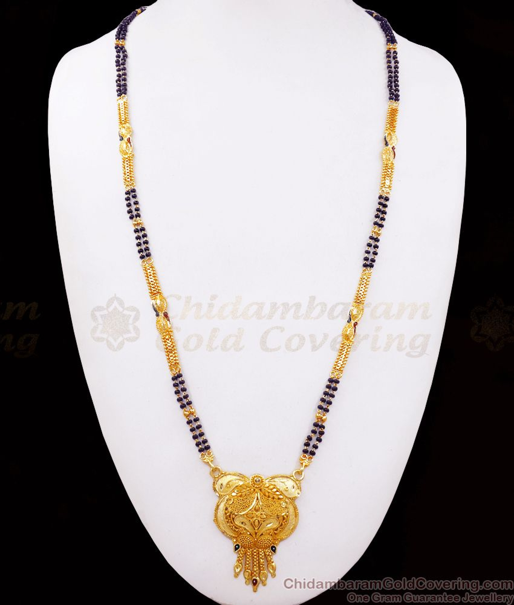 30 Inches Long 2 Gram Gold Meenakari Pattern Forming Mangalsutra Haaram ...