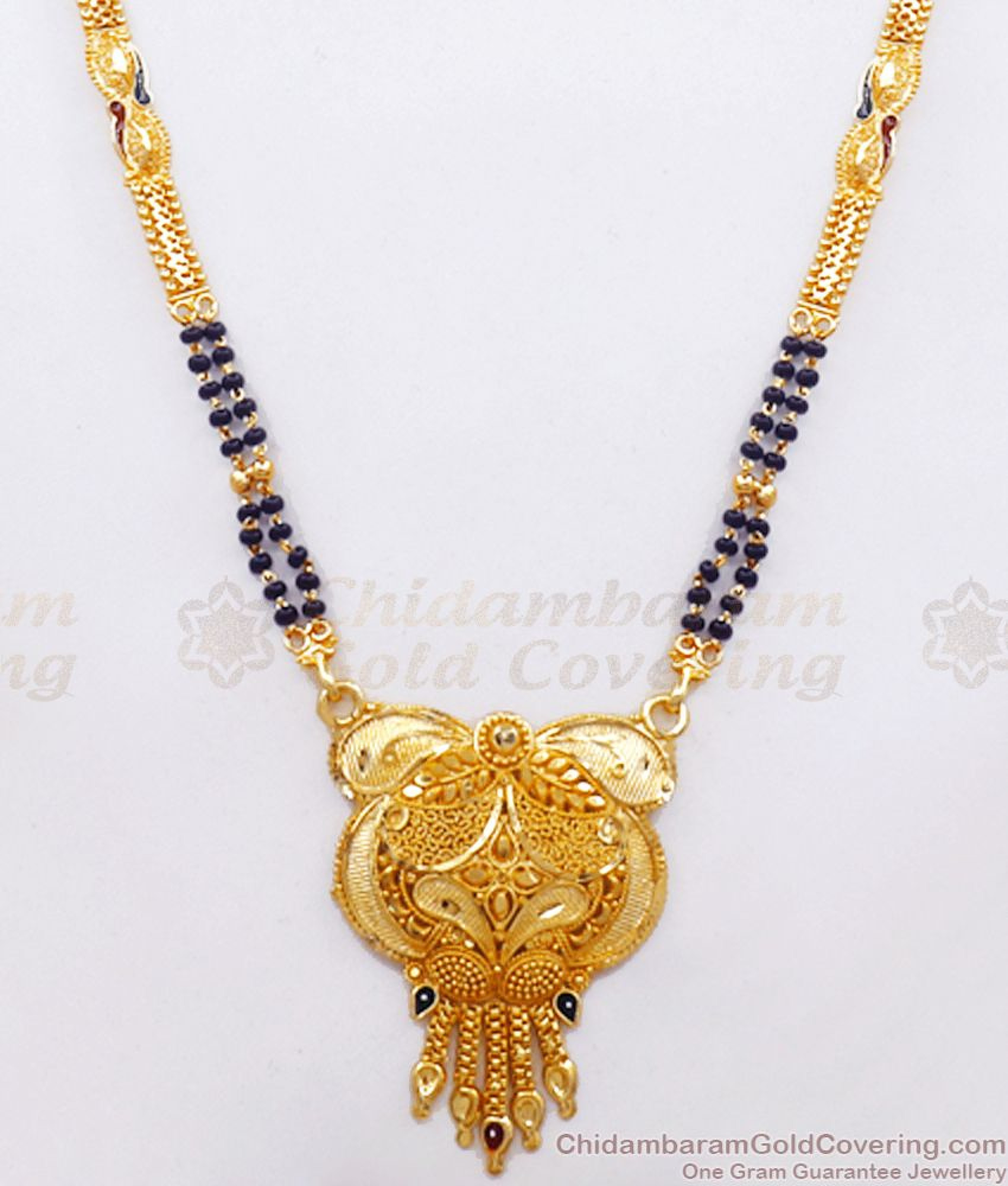 30 Inches Long 2 Gram Gold Meenakari Pattern Forming Mangalsutra Haaram ...