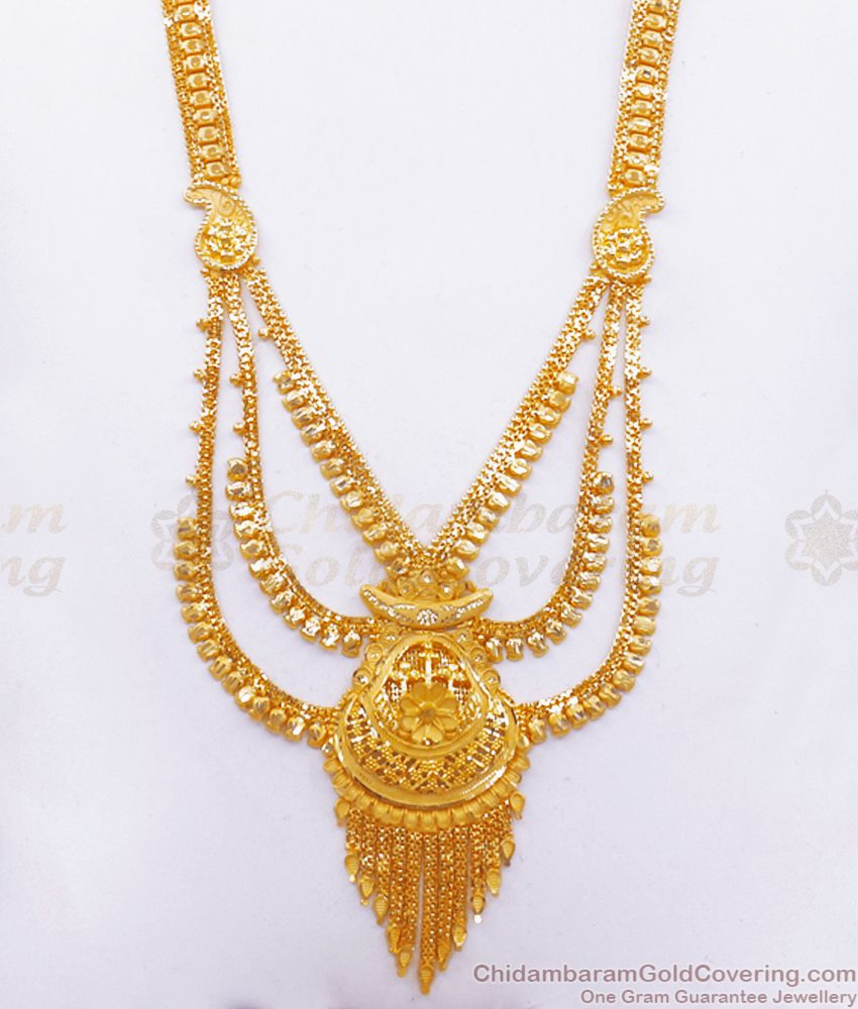 Calcutta Pattern Two Gram Haaram Earring Set Broad Design Shop Online ...