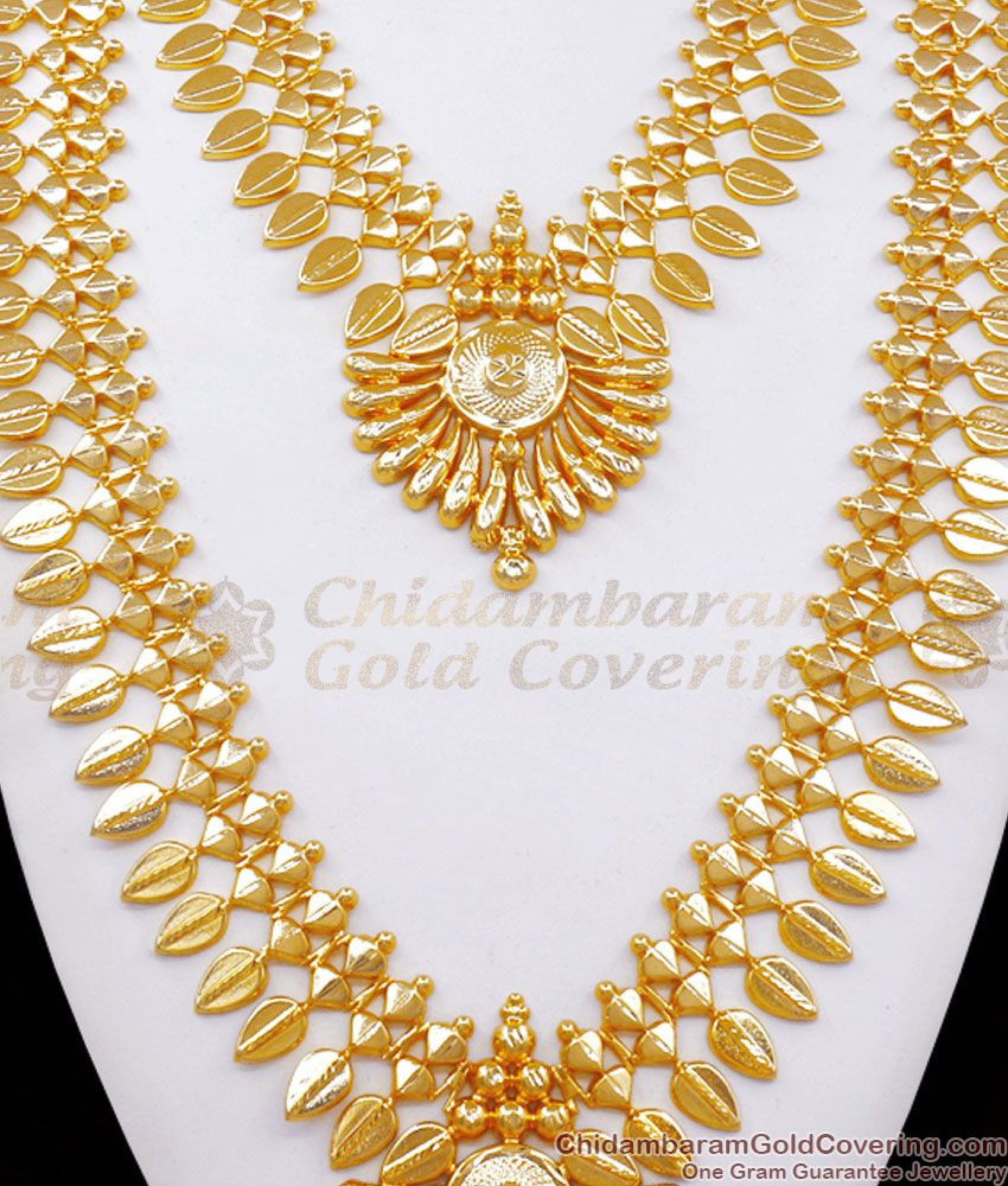 Luxurious 22K Gold Plated Kerala Bridal Haram Necklace Mullaipoo ...