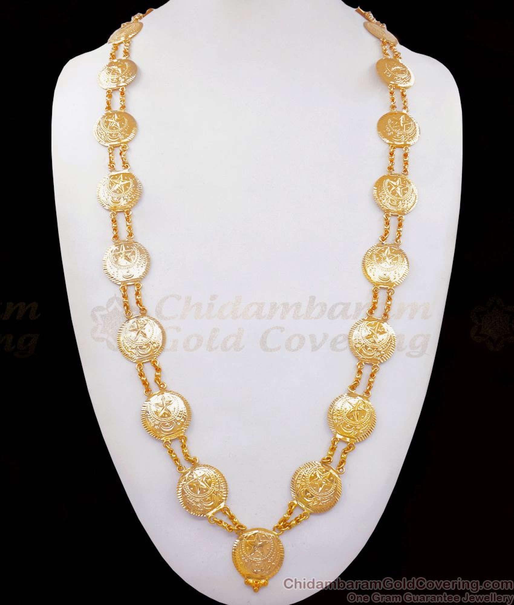 Long Islamic Bridal Gold Haram Nila Pirai Crescent Design Plain Galsar ...