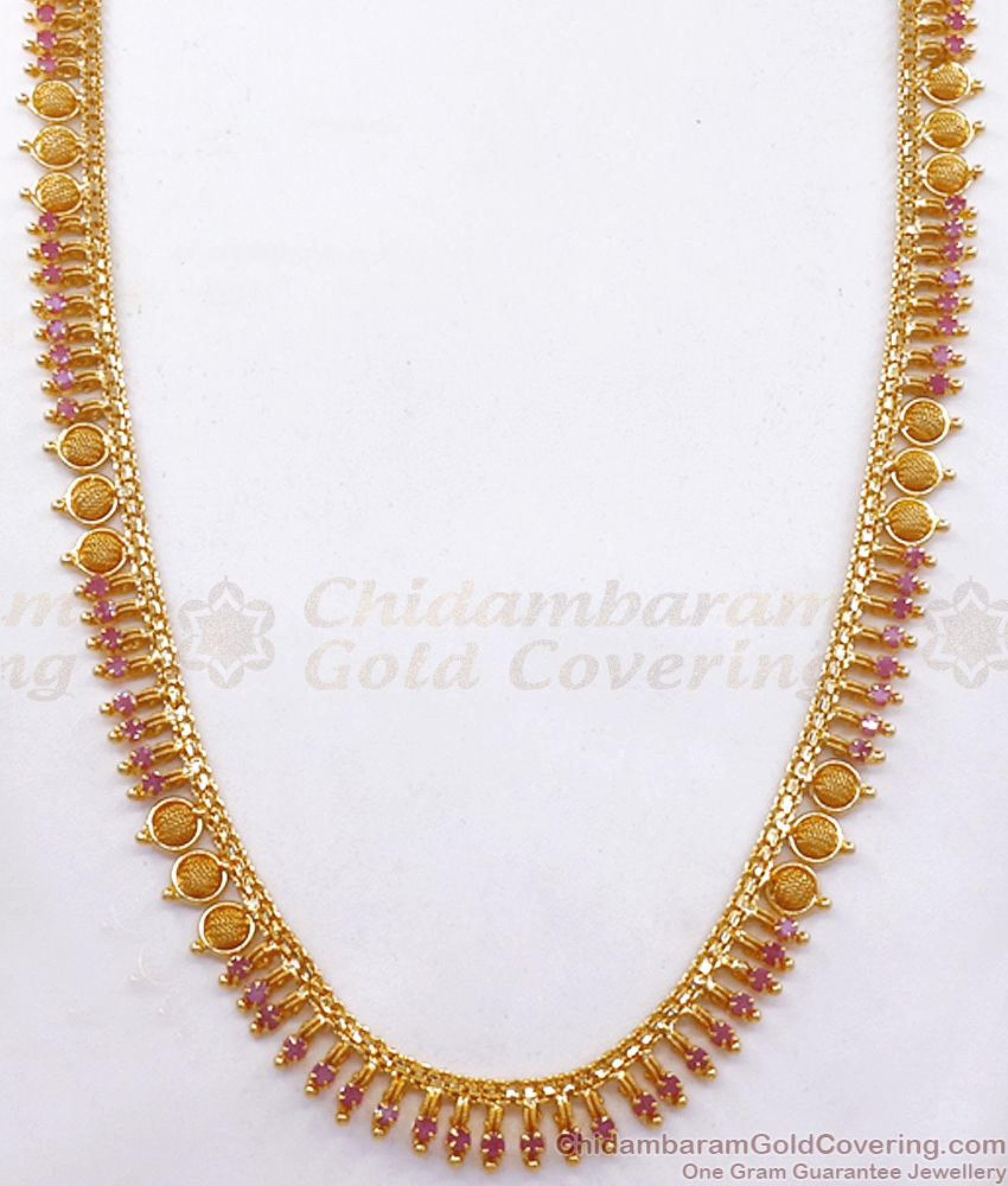 Light Weight Full Ruby Stone Gold Imitation Haram Earring Combo Shop ...