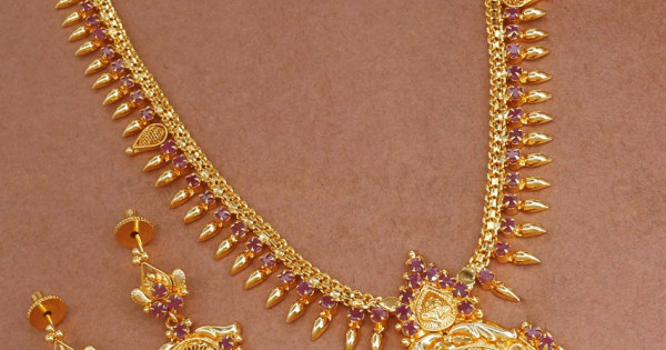 Traditional Kerala Haram Pattern Mullaipoo Earring Combo Bridal Set HR2481