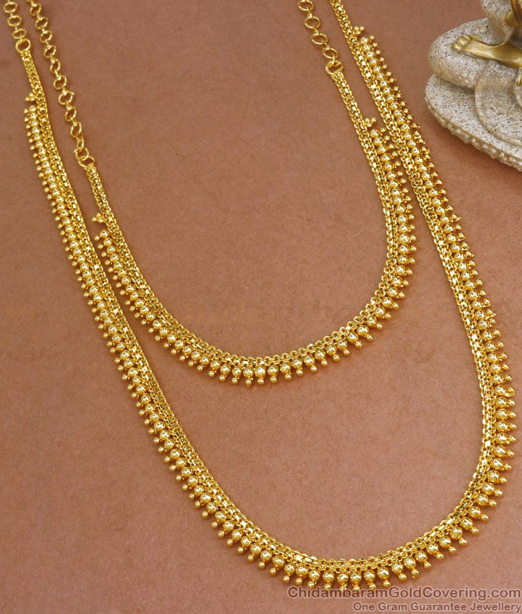 One Gram Gold Beads Plain Haram Necklace Combo Traditional Jewelry ...