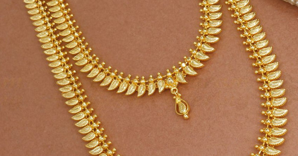 Kerala Bridal Pattern Gold Imitation Haram Necklace Combo Set HR2498