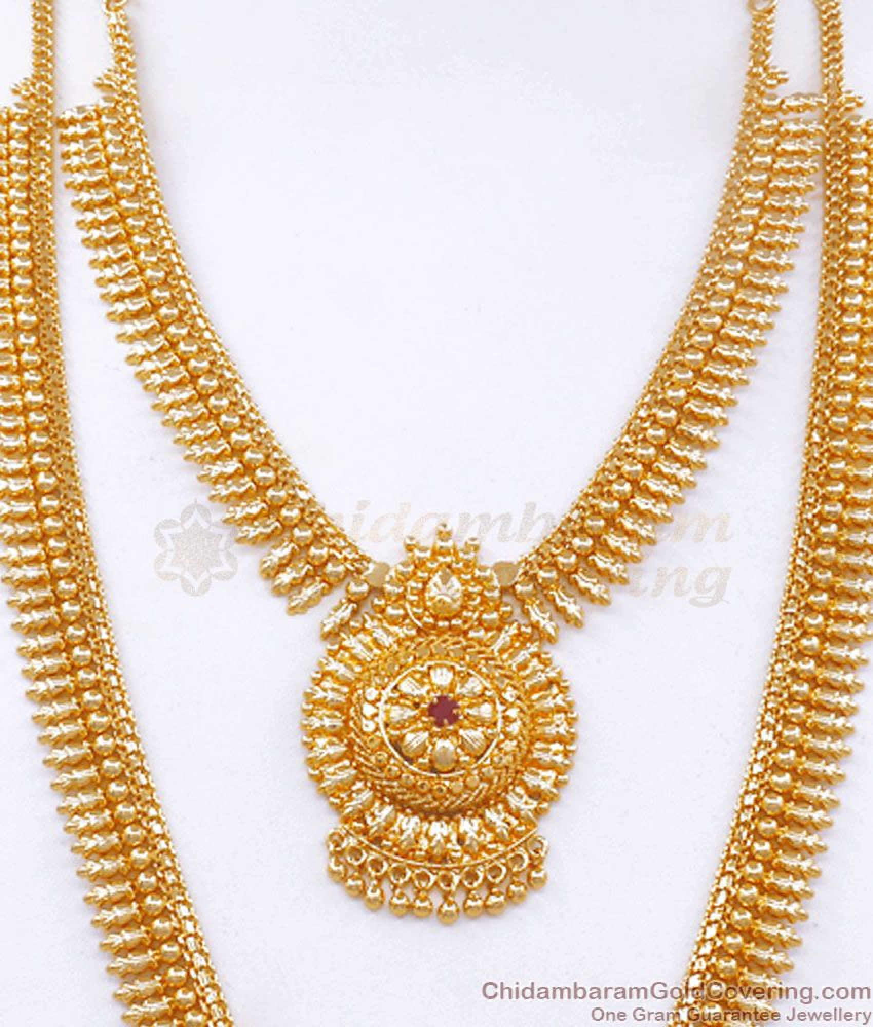 30 Inch Long Gold Plated Haram With Necklace Combo Bridal Collections ...