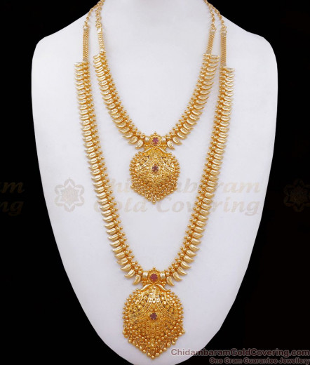 Kasu Malai, Ruby Stone Gold Plated Aaram, American Diamond Aaram ...