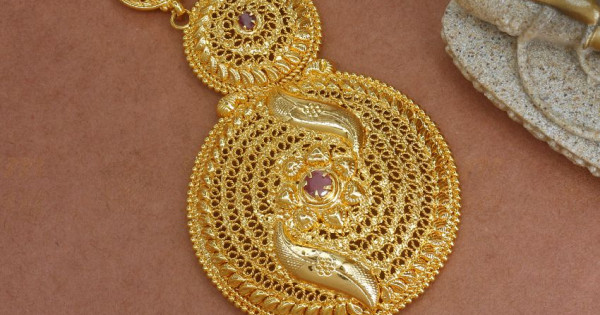 New Arabic Pattern Ruby Stone Gold Imitation Haaram Shop Online HR2509