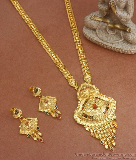 Trendy Calcutta Design Gold Forming Bridal Set Haram Necklace With ...