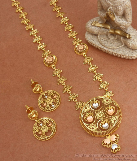 Trendy Calcutta Design Gold Forming Bridal Set Haram Necklace With ...