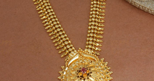 Premium Gold Plated Haram 3 Layer Design Ruby Stone Collections HR2613